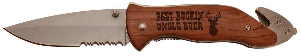 ThisWear Best Buckin' Uncle Ever Laser Engraved Stainless Steel Folding Survival Knife