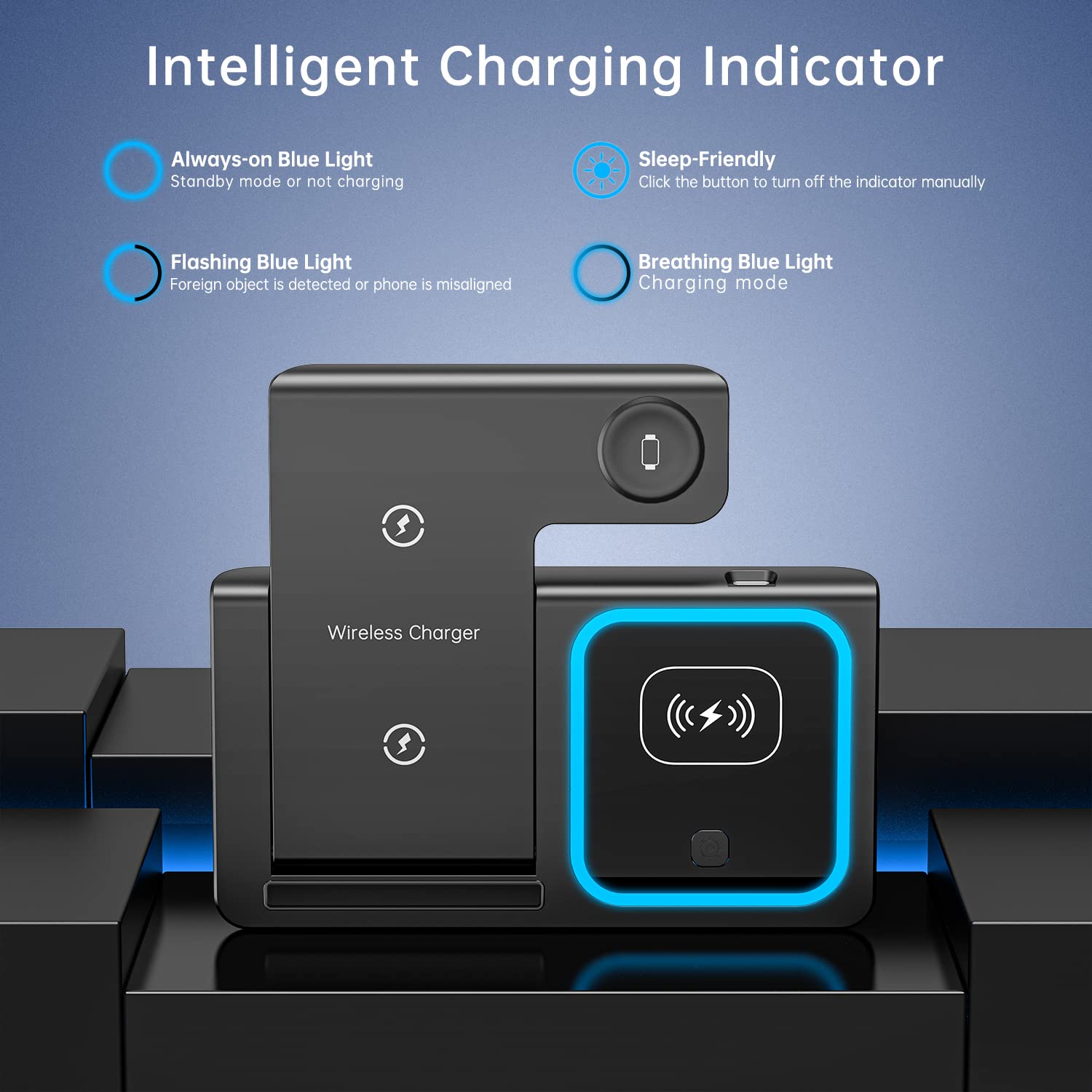 Wireless Charger, 3 in 1 Fast Wireless Charging Station Dock Compatible with iPhone 13/12/11/Pro/XS/XR/X/SE/8/8 Plus, 18W Wireless Charger Stand Compatible with Apple Watch Series 6/5/4/3/2/AirPods
