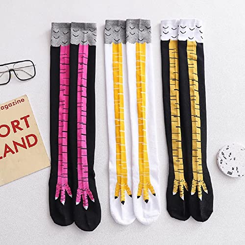 Chicken Leg Socks Stocking Stuffers White Elephant Gag Funny Gifts for Adults Big Kids Prank Crazy Turkey Feet Stockings (3 pairs B pack)