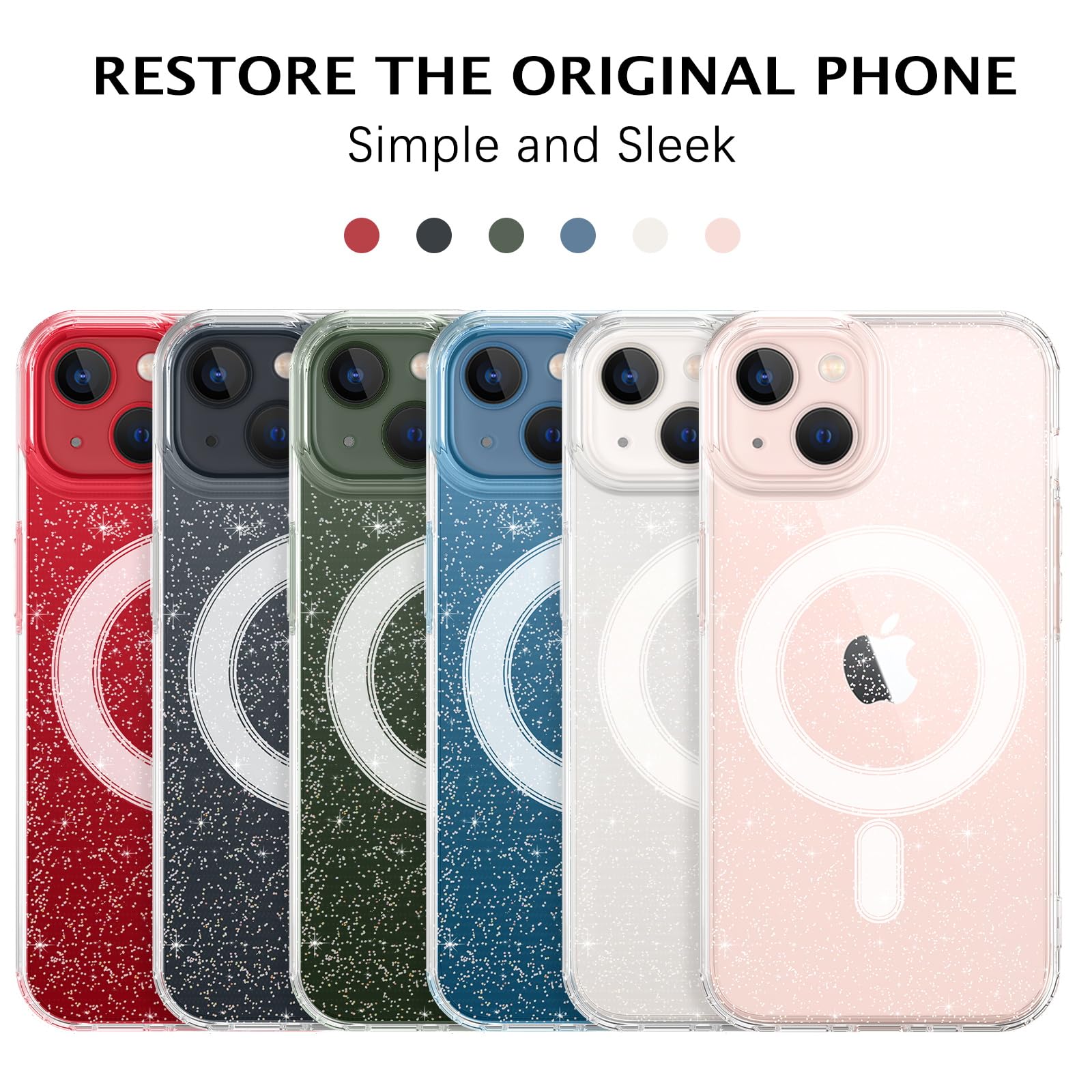 Telaso iPhone 13 Mini Case, iPhone 13 Mini Clear Glitter Case Compatible with Magsafe Wireless Charging Shockproof Anti-Scratch Hybrid Hard PC TPU Bumper Phone Case for iPhone 13 Mini 5.4", Clear