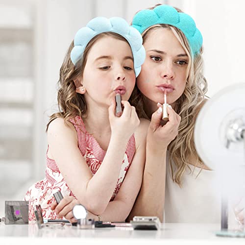 XSHYE Spa Headband for Women Girls Makeup Headband Sponge Terry Towel Cloth Fabric Headband for Washing Face,Skincare,Shower Hair Accessory (2 Pack - Pink+Blue)