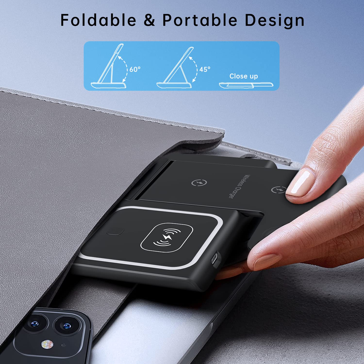 Wireless Charger, 3 in 1 Fast Wireless Charging Station Dock Compatible with iPhone 13/12/11/Pro/XS/XR/X/SE/8/8 Plus, 18W Wireless Charger Stand Compatible with Apple Watch Series 6/5/4/3/2/AirPods