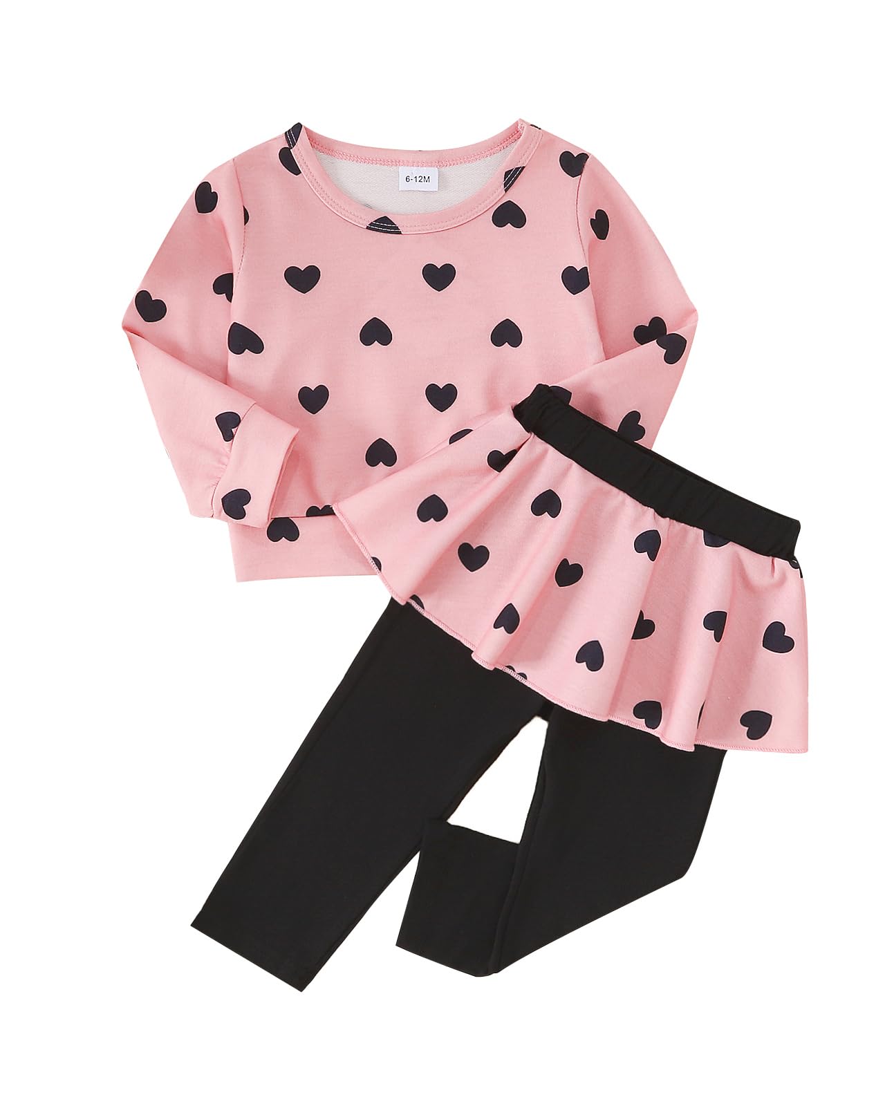 Mioglrie Baby Valentines Day Outfit Girl 2T-3T Girl Clothes Toddler Girl Clohing Pink Long Top Pant Set Fall Winter Outfits Little Girl Gift Baby Girl Stuff Toddler Clothes for 2-3 Years Old Girl