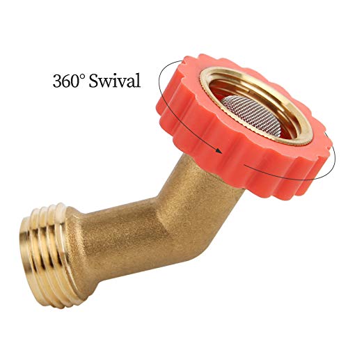 Watflow 45 Degree Lead-Free Brass Hose Saver, Hose Protector, Garden Hose Connector,45 Degree Hose Fitting, Water Hose Saver, 2 Pcs