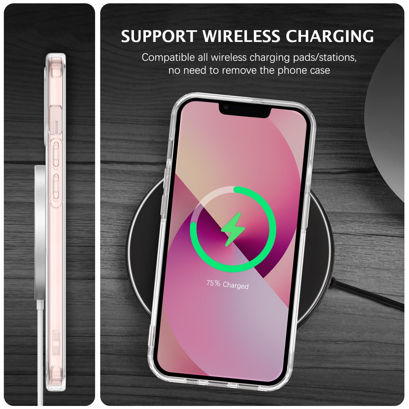Telaso iPhone 13 Mini Case, iPhone 13 Mini Clear Glitter Case Compatible with Magsafe Wireless Charging Shockproof Anti-Scratch Hybrid Hard PC TPU Bumper Phone Case for iPhone 13 Mini 5.4", Clear