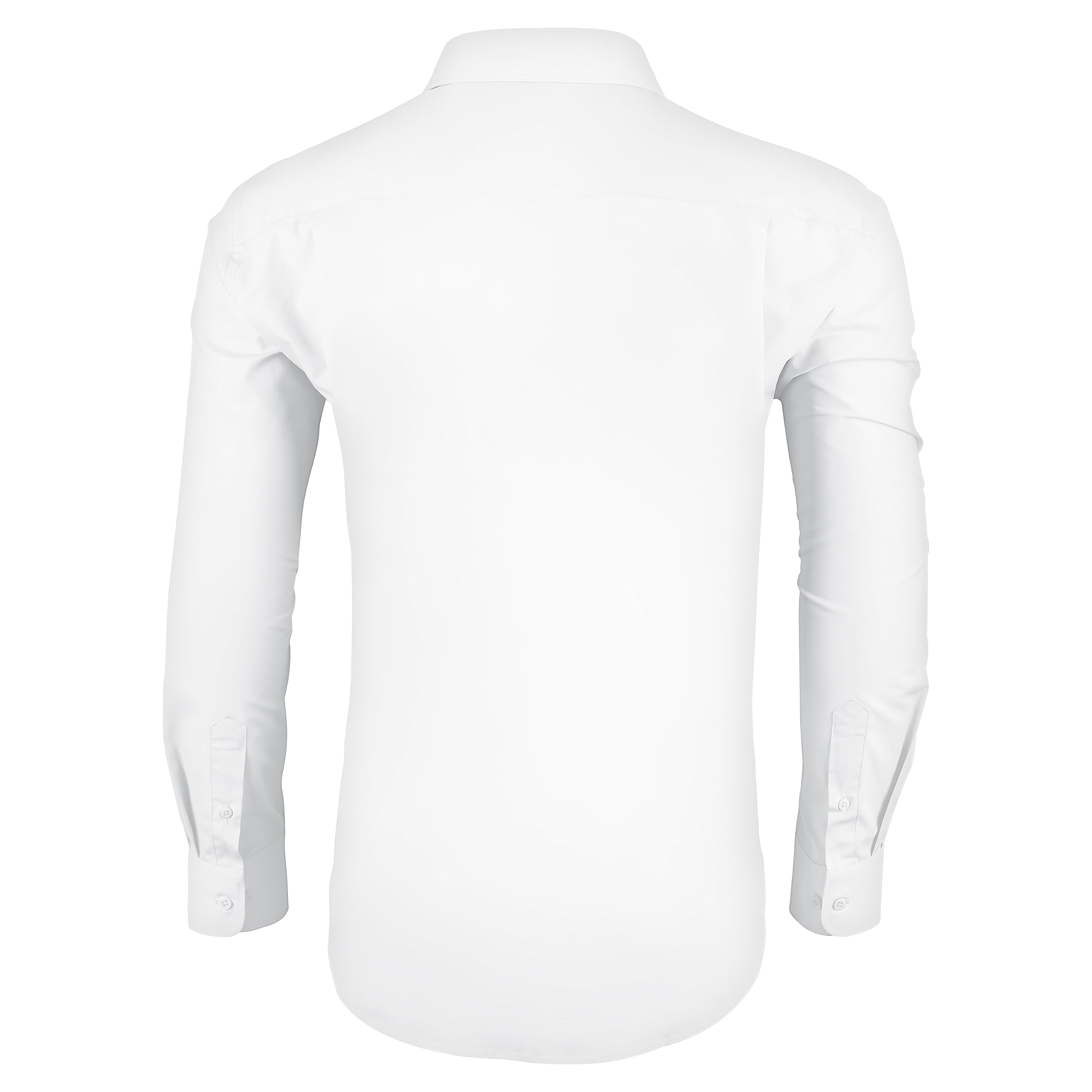 RODEM CLUB Men's Dress Shirt Regular Fit Long Sleeve Wrinkle-Resistant Business Formal Solid Button Down Shirts with Pocket (White, 17.5" Neck 34"-35" Sleeve)