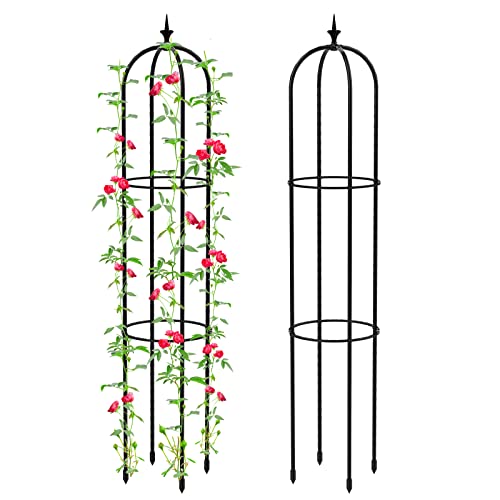 Garden Obelisk Trellis for Climbing Plants 4 Feet Tall Plant Support Cage, Tower Obelisk Plant Support Indoor Potted Plant, Plant Trellis for Climbing Vines, Tomato, Flower, Vegetable, Rose (1 Pack)