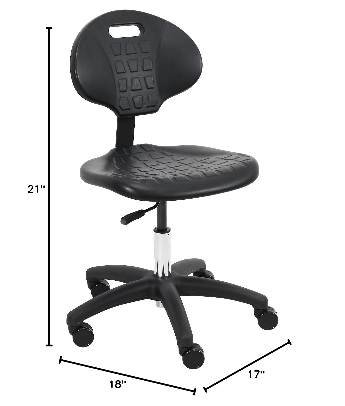 BenchPro Table Height Chair/Stool-Easy to Clean Premium Ergonomic Polyurethane Chair. 5" of Height Adjustment (16"-21" Seat Ht). 450 lb Capacity. for Automotive, Lab, Cleanroom, Home