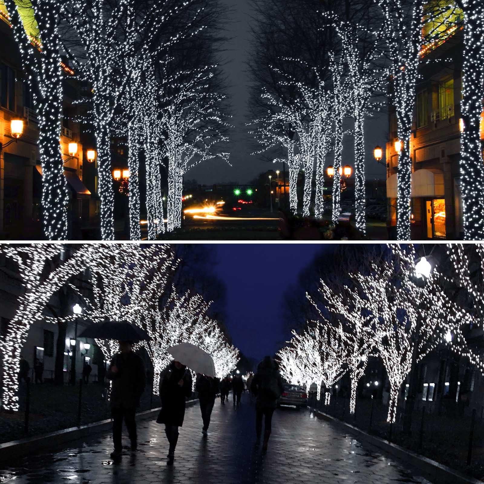 4-Pack 180FT Solar Lights Outdoor Waterproof, Super Bright 320 LED Solar Fairy Lights with 8 Lighting Modes, Green Wire Outdoor Solar Twinkle Lights for Xmas Tree Decoration (Cool White)