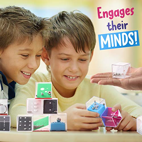 Balance IQ Maze Game Mini Fidget Puzzle Box 12Pcs for Kids and Adults Brain Teaser Puzzle Cubes for Challenge, Decompression and Special Needs Best Stocking Stuffers &Party Favor Games, Prizes Gifts