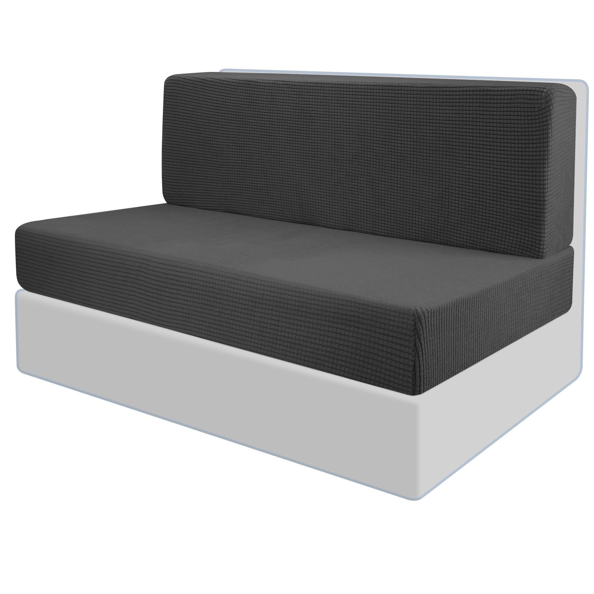 RunNico RV Dinette Cushion Cover-Elastic Camper Cushion Slipcovers-Stretchable Loveseat Sofa Furniture Protector for RV Camper Car Bench (1 Backrest Cover & 1 Bench Cover) (Grey)