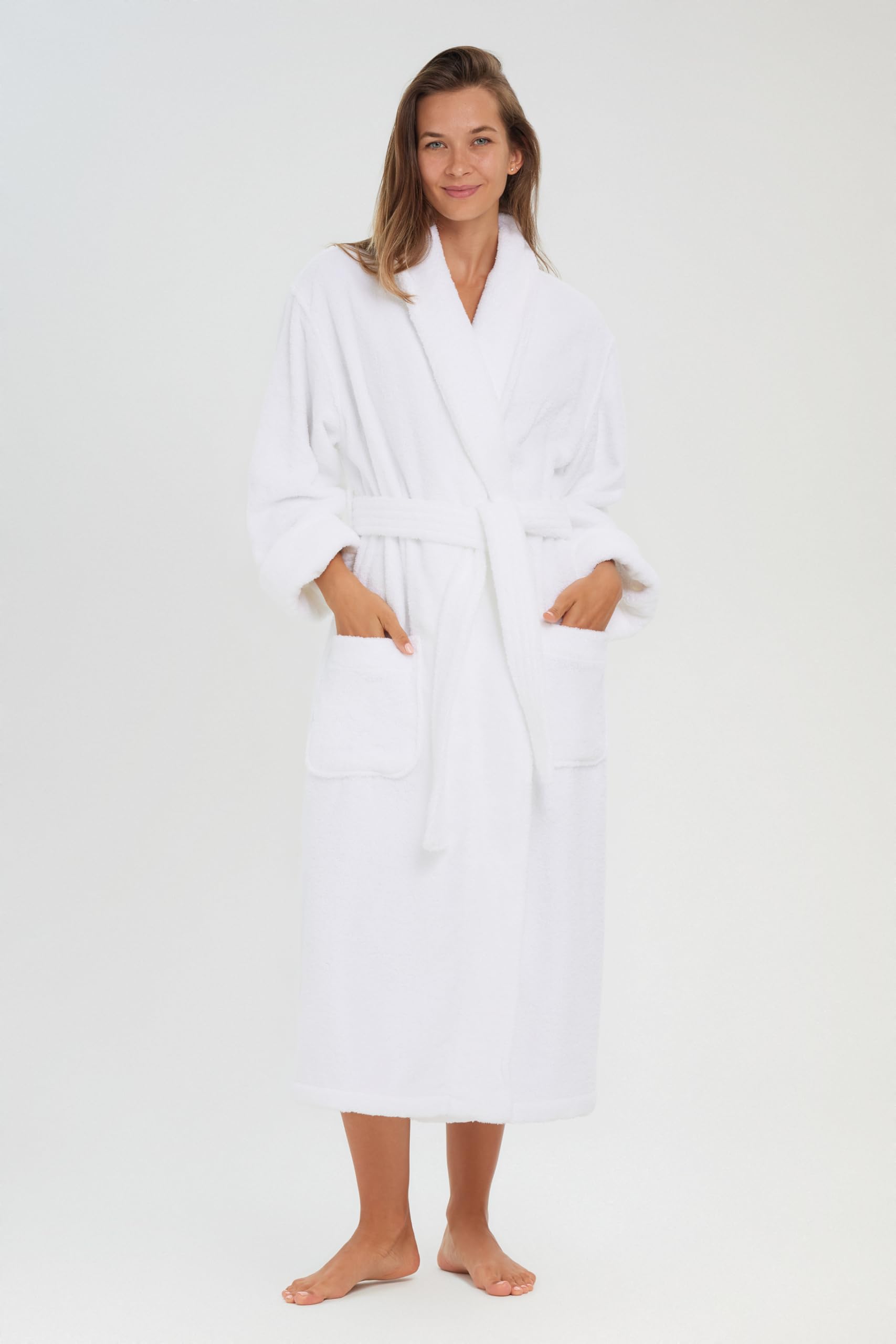 MONARCH Unisex Terry Bathrobe - 100% Lux Combed Cotton, 16 oz Loop Terry Shawl Collar Robe, Five-Star Hotel Choice (Medium, Non-Hooded)