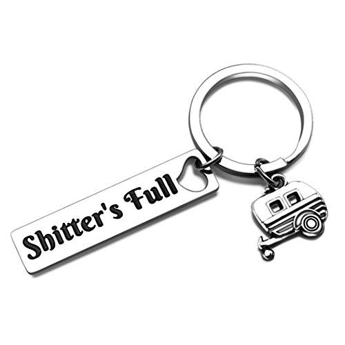 isiyu Mens Stocking Stuffers for Adults Shtter's Full Funny Keychain Gifts Christmas Stockings Stocking Stuffers for women men Happy Camper RV Camping gifts Accessories (Silver)