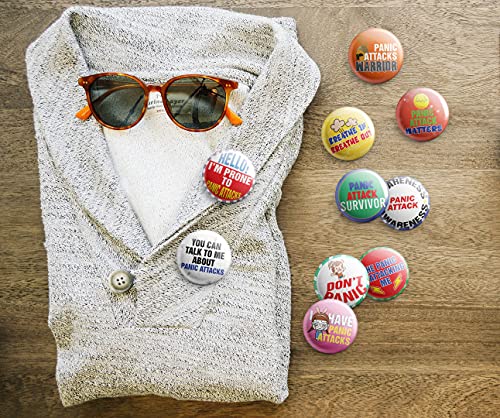 Panic Attacks Awareness Pinback Buttons (10 Pack) - Stocking Stuffers Premium Quality Gift Ideas for Children, Teens, & Adults - Corporate Giveaways & Party Favors