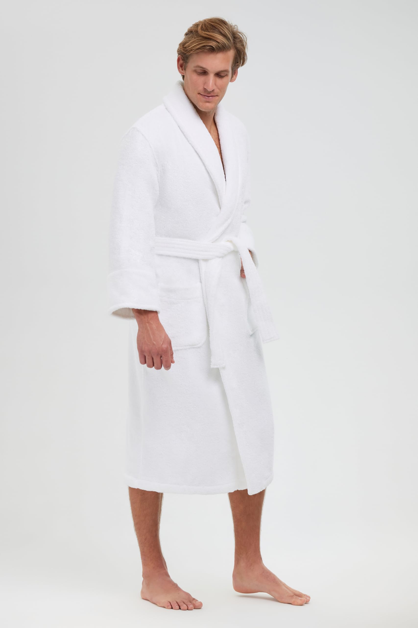 MONARCH Unisex Terry Bathrobe - 100% Lux Combed Cotton, 16 oz Loop Terry Shawl Collar Robe, Five-Star Hotel Choice (Medium, Non-Hooded)