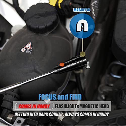VIBELITE Extendable Magnetic Flashlight with Telescoping Magnet Pickup Tool-Cool Gadgets Gifts Idea & Birthday Gifts For Men, Husband, Dad, Father, Mechanic, Tech, Handyman, Him, Women