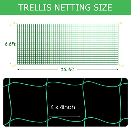 Trellis Netting for Climbing Plants, 6.6 x 16 Ft Cucumber Trellis Heavy Duty Garden Vegetables Grow Net for Fruits, Bean, Tomato, Garden Plants
