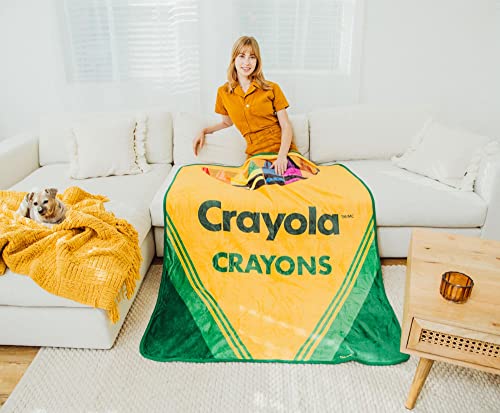 Crayola Crayon Box Retro-Style Fleece Throw Blanket | Plush Soft Cover for Sofa, Bed | 45 x 60 Inches