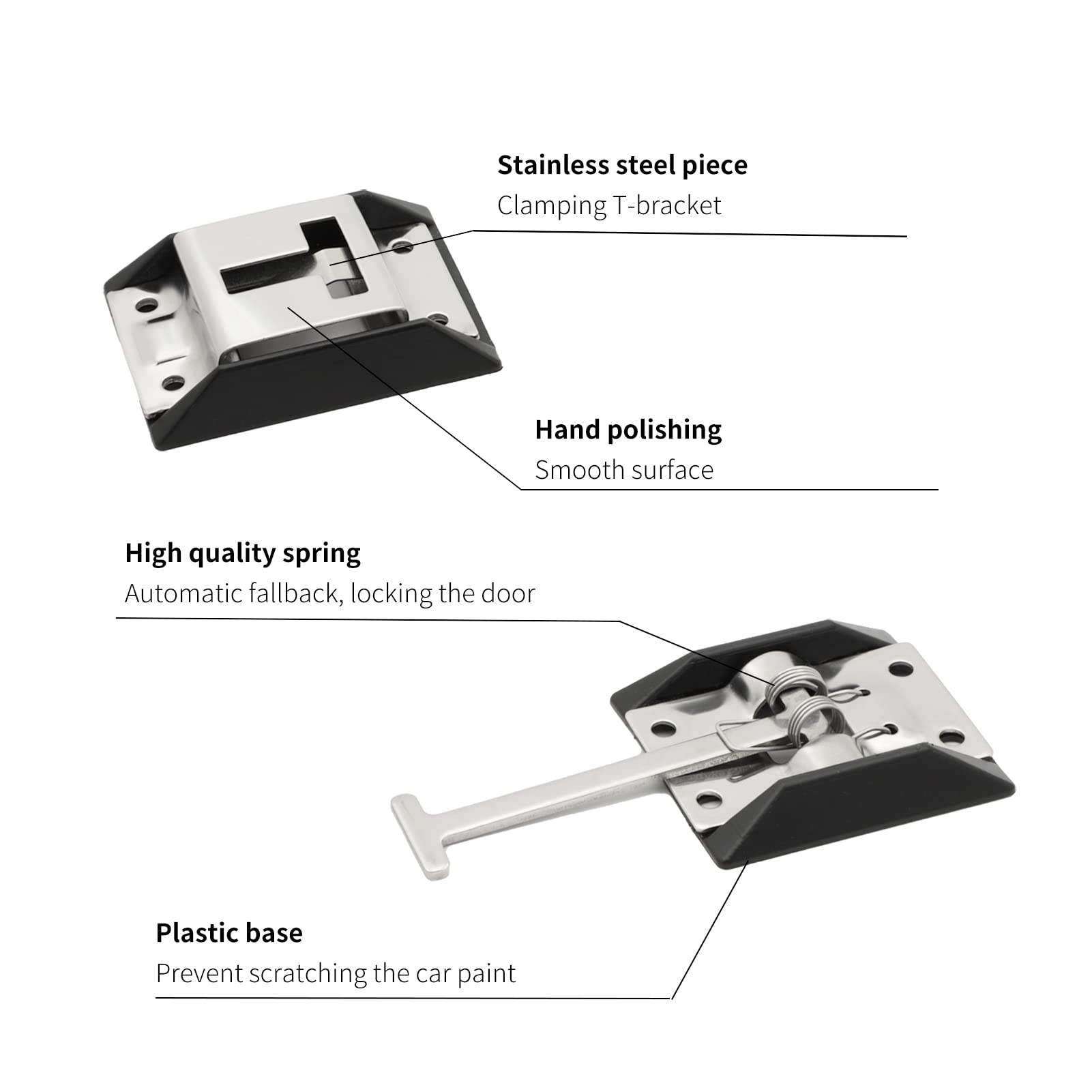 ESUDNT RV Door Holder 304 Stainless Steel Thicker T-Style Entry Door Catch Latch for Camper, Travel Trailer, Cargo (2 Pack, Screws Included)
