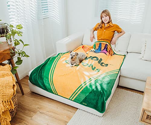 Crayola Crayon Box Retro-Style Fleece Throw Blanket | Plush Soft Cover for Sofa, Bed | 45 x 60 Inches