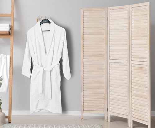 STF Linen Shawl collar Bathrobe Unisex Pack of One Pc, Cotton Robes, Terry Cloth Robes, Towel Bathrobe, Lightweight, Spa Robes
