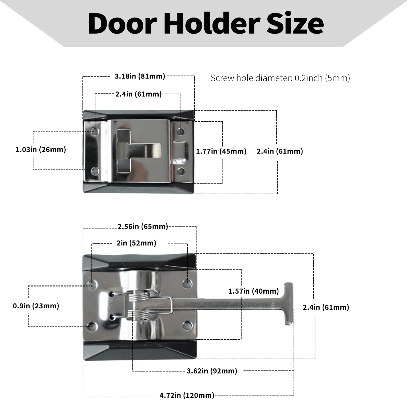 ESUDNT RV Door Holder 304 Stainless Steel Thicker T-Style Entry Door Catch Latch for Camper, Travel Trailer, Cargo (2 Pack, Screws Included)