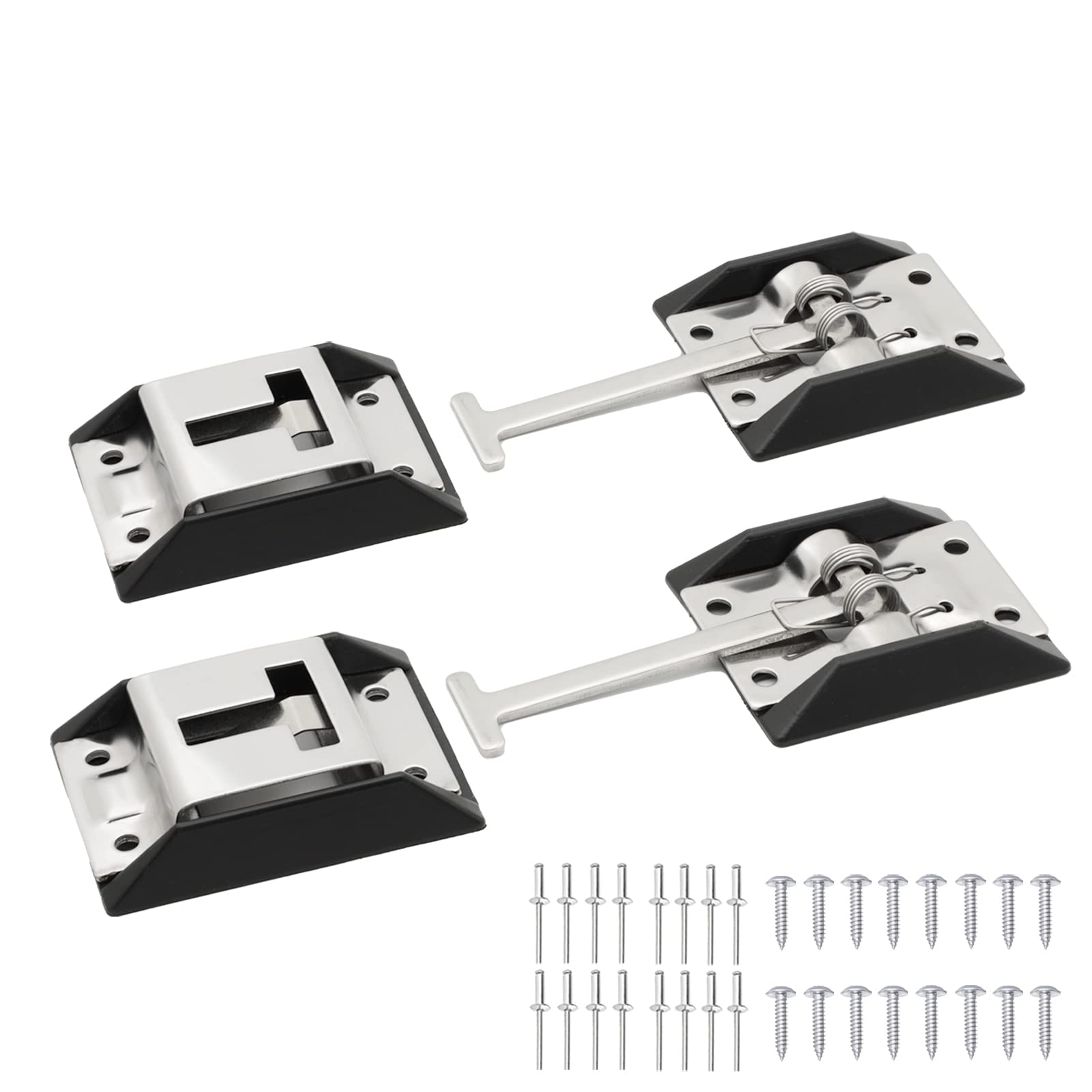 ESUDNT RV Door Holder 304 Stainless Steel Thicker T-Style Entry Door Catch Latch for Camper, Travel Trailer, Cargo (2 Pack, Screws Included)