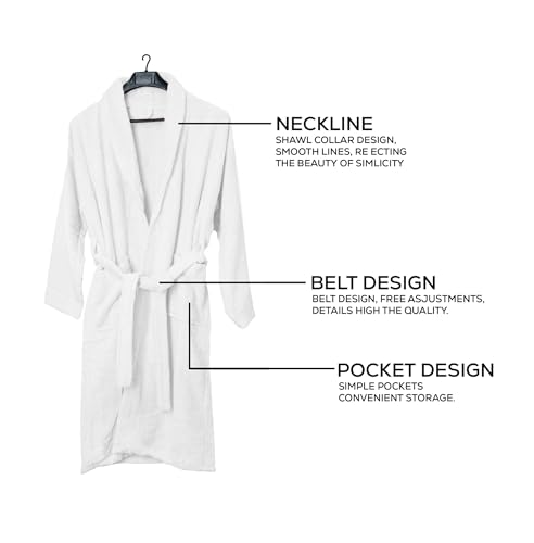 STF Linen Shawl collar Bathrobe Unisex Pack of One Pc, Cotton Robes, Terry Cloth Robes, Towel Bathrobe, Lightweight, Spa Robes
