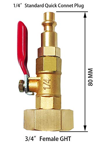 Lomodo Winterize Blowout Adapter Winterizing Tool with 1/4" Quick Connect Plug and 3/4" Garden Hose Threading, Brass Quick Fitting with Ball Valve for Blowing Out Water to Winterize Water Lines