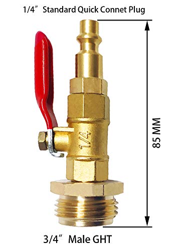 Lomodo Winterize Blowout Adapter Winterizing Tool with 1/4" Quick Connect Plug and 3/4" Garden Hose Threading, Brass Quick Fitting with Ball Valve for Blowing Out Water to Winterize Water Lines