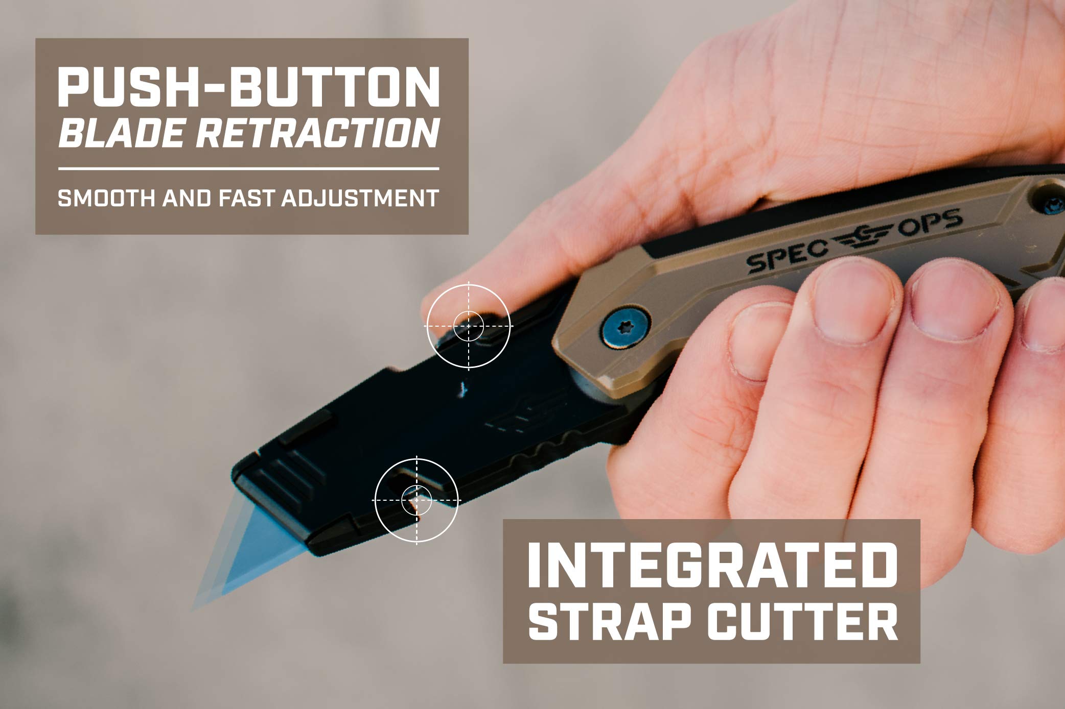 Spec Ops Tools Folding Utility Knife with Retractable Blade, Includes 3 Extra Blades in Handle Storage