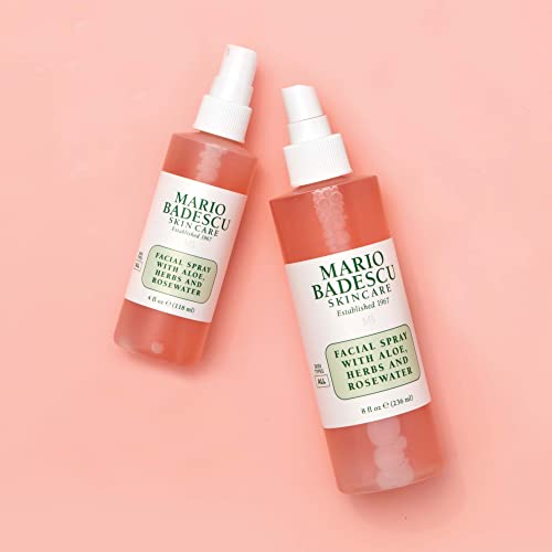 Mario Badescu Facial Spray with Aloe, Herbs and Rosewater for All Skin Types | Face Mist that Hydrates, Rejuvenates & Clarifies |4 Fl Oz (Pack of 2)