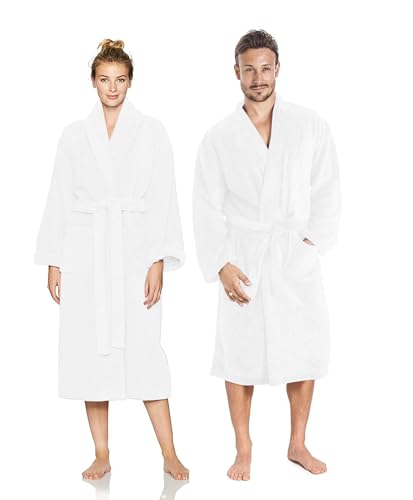 STF Linen Shawl collar Bathrobe Unisex Pack of One Pc, Cotton Robes, Terry Cloth Robes, Towel Bathrobe, Lightweight, Spa Robes