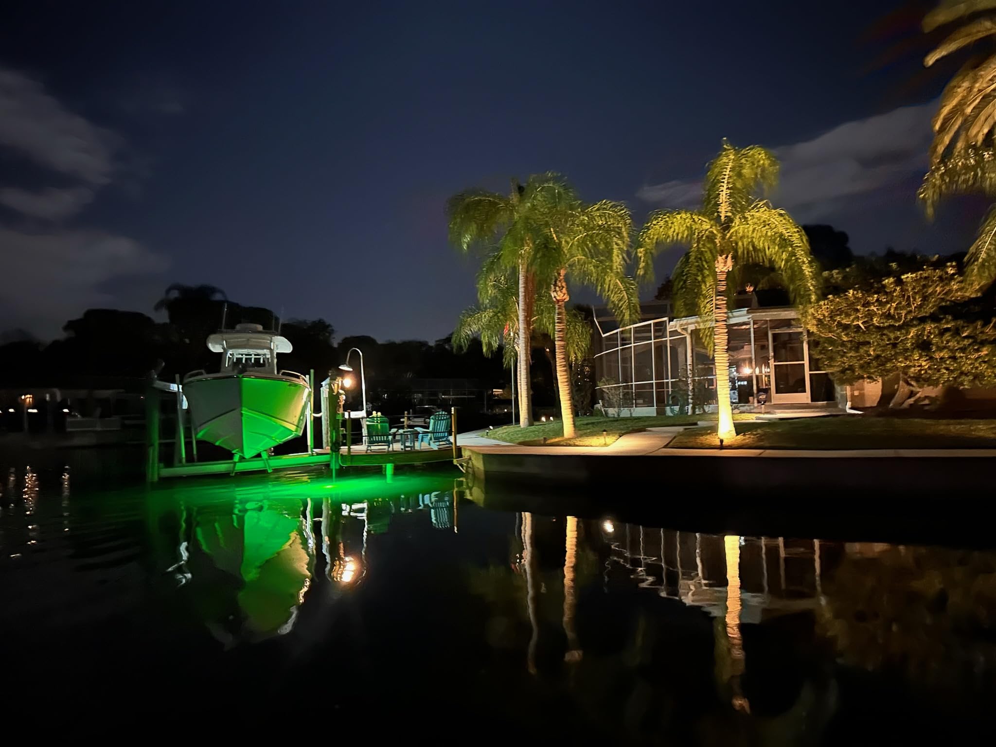 Saltwater Approved & Barnacle Burning Bulbs, Double Lamp Bright Green Underwater Fishing Light Kit, Dock & Fish Lights with 50' Cords (7,900 Lumens Each Bulb)