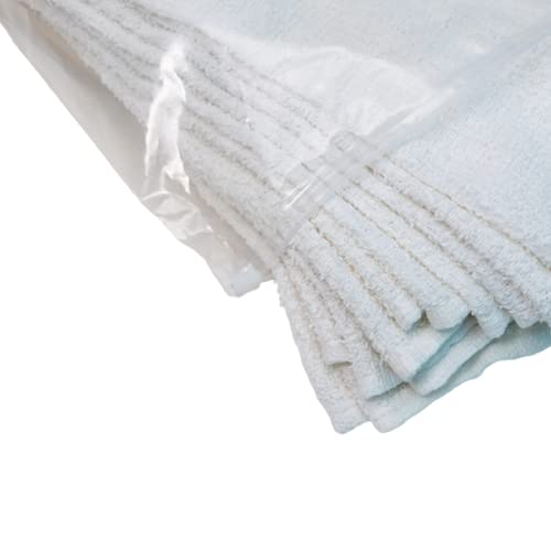 Rags N Wipes Premium Bar Mop Terry Towels, Kitchen Cleaning Dish Cloth Towels, 100% Cotton, Machine Washable, White, 24 Count in Resealable Bag
