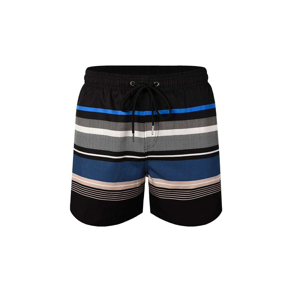 MADHERO Mens Swim Trunks with Compression Liner 2 in 1 Quick Dry Swimming Shorts Swimwear Striped Size M