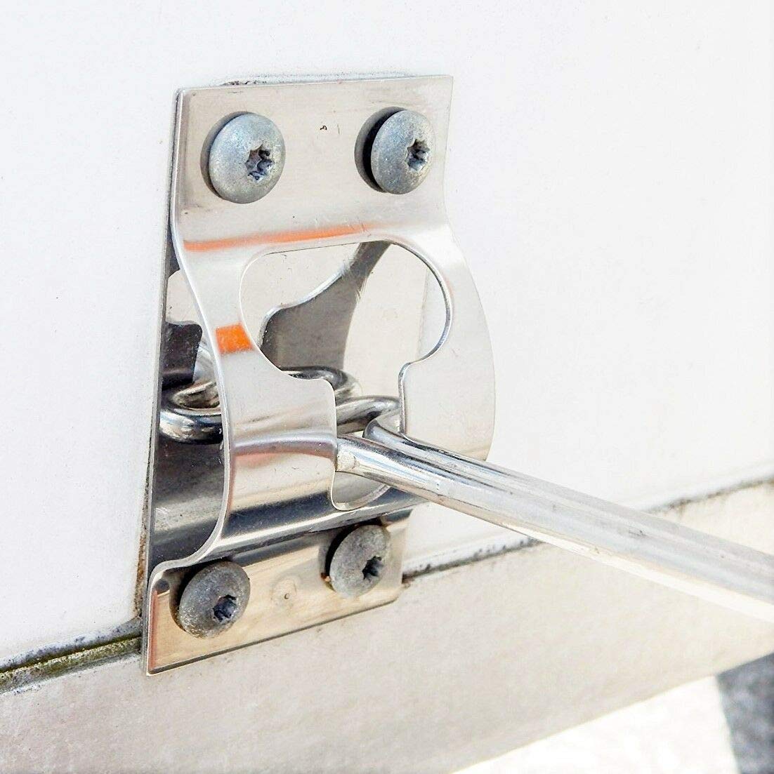 zqgsm 2 Set T Style Galvanized Iron Entry Door Catch Latch Holder RV Camper Trailer Cargo 4 inch
