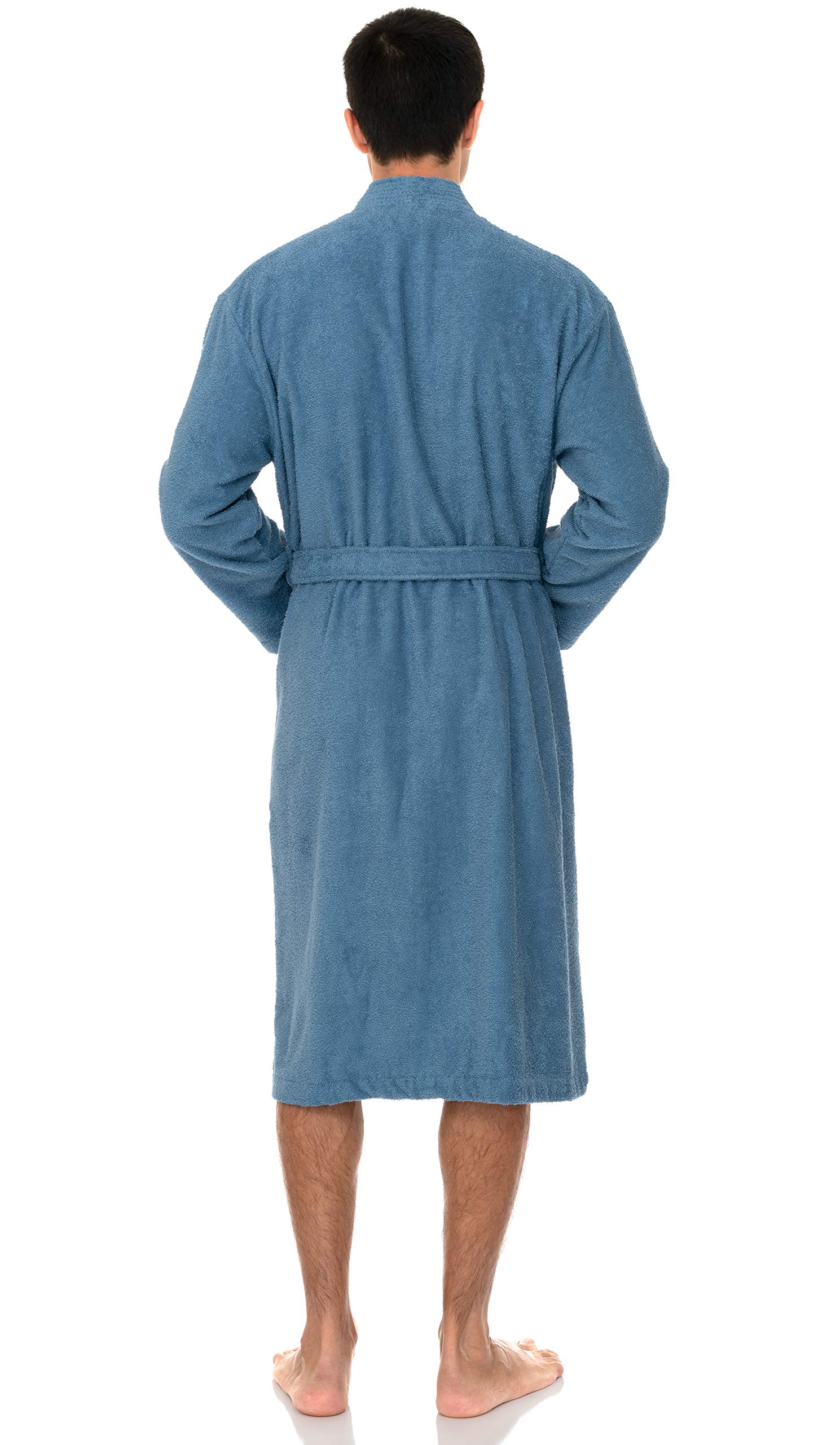 TowelSelections Mens Robe, Kimono Terry Cloth Bathrobe, Cotton Bath Robe for Men Large/X-Large Blue Heaven