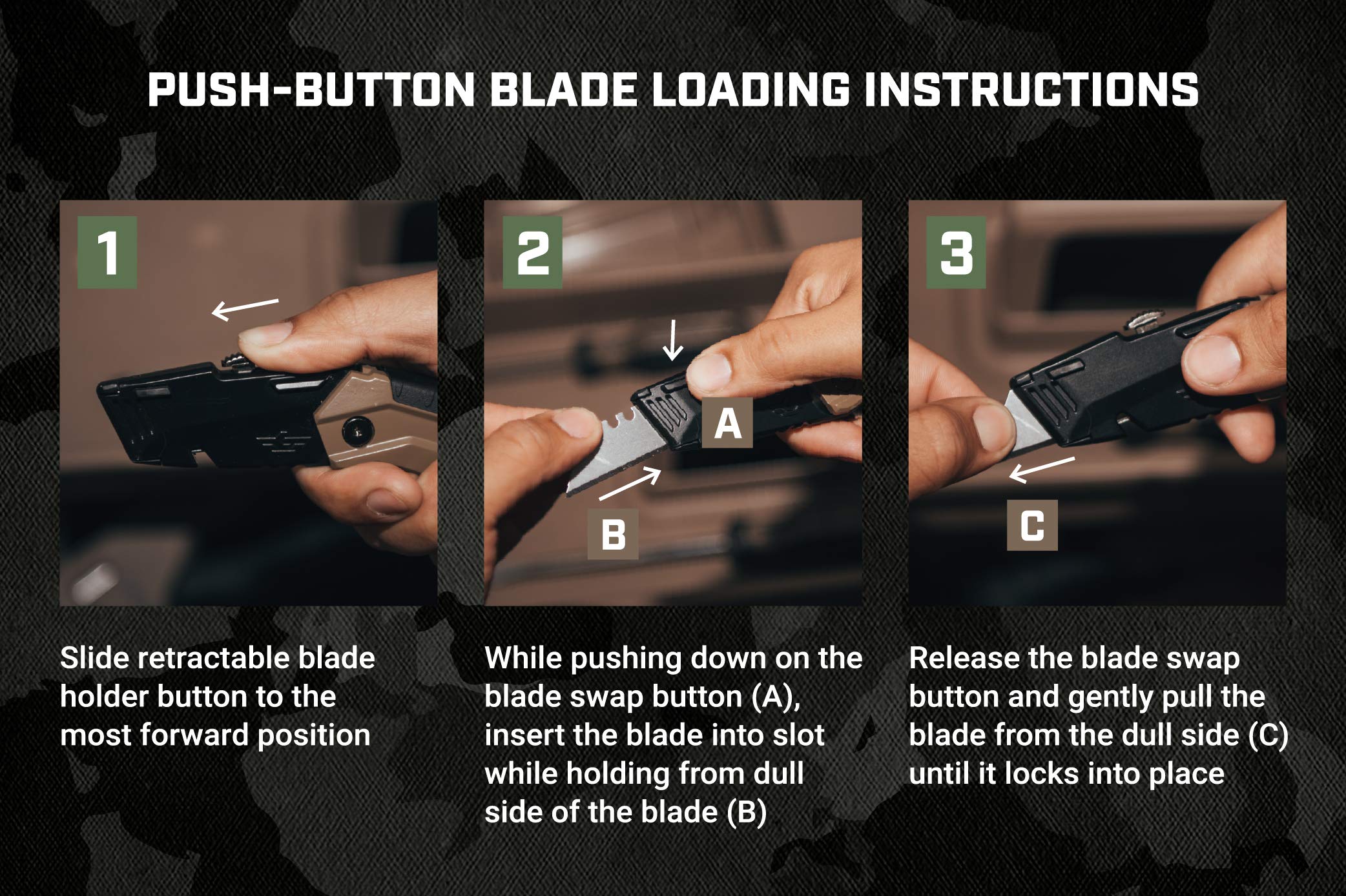 Spec Ops Tools Folding Utility Knife with Retractable Blade, Includes 3 Extra Blades in Handle Storage