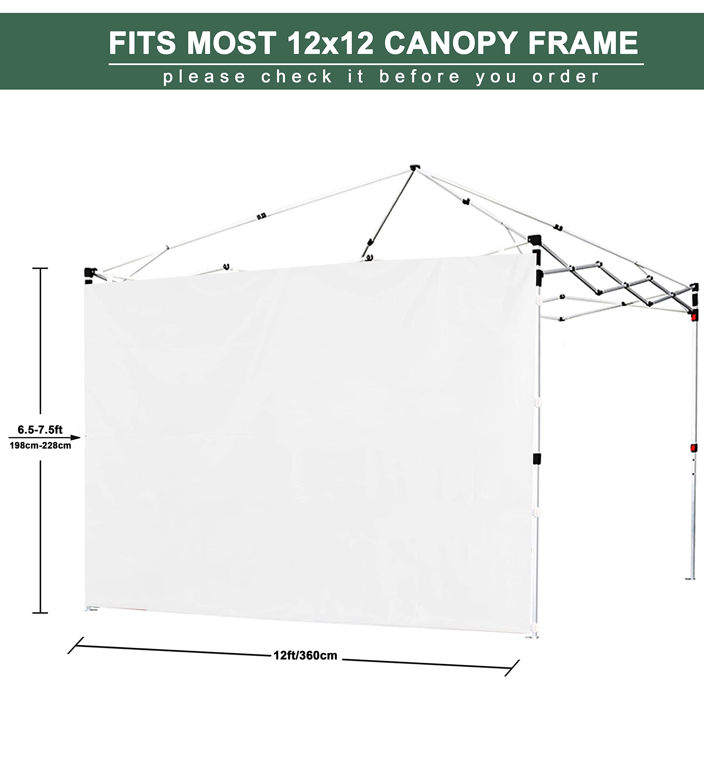 EMSCANOPY SunWall for 12x12 Canopy Frame, 3 Pack Sidewall Only, (White)