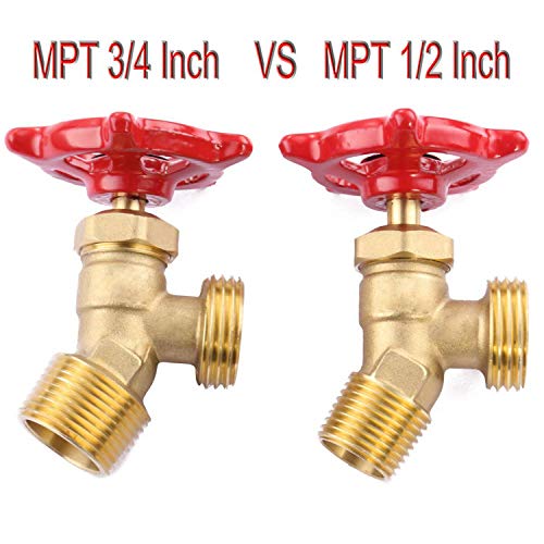 LitOrange Solid Brass Backyard 65 Degree Elbow Stop Valve Hose Bibb Solder NPT 1/2" Male Thread to MHT 3/4" Inch Male Threaded Garden Hose Connector Adapter Water Shut-Off Valve Faucet