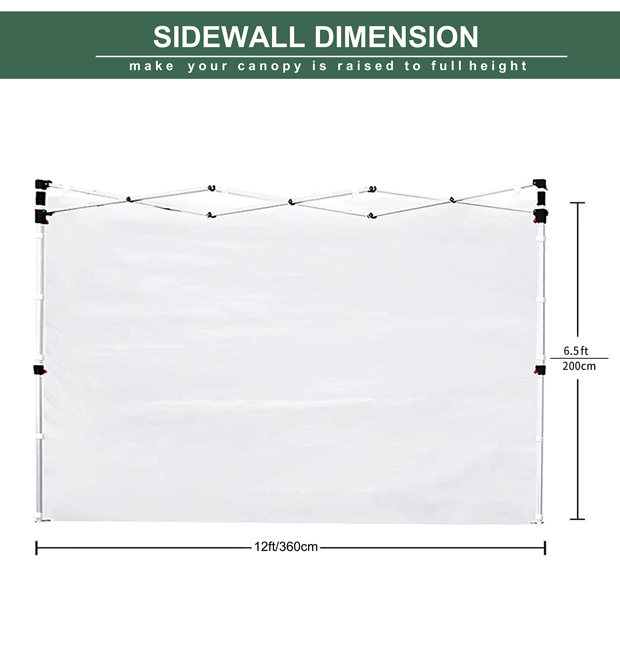 EMSCANOPY SunWall for 12x12 Canopy Frame, 3 Pack Sidewall Only, (White)