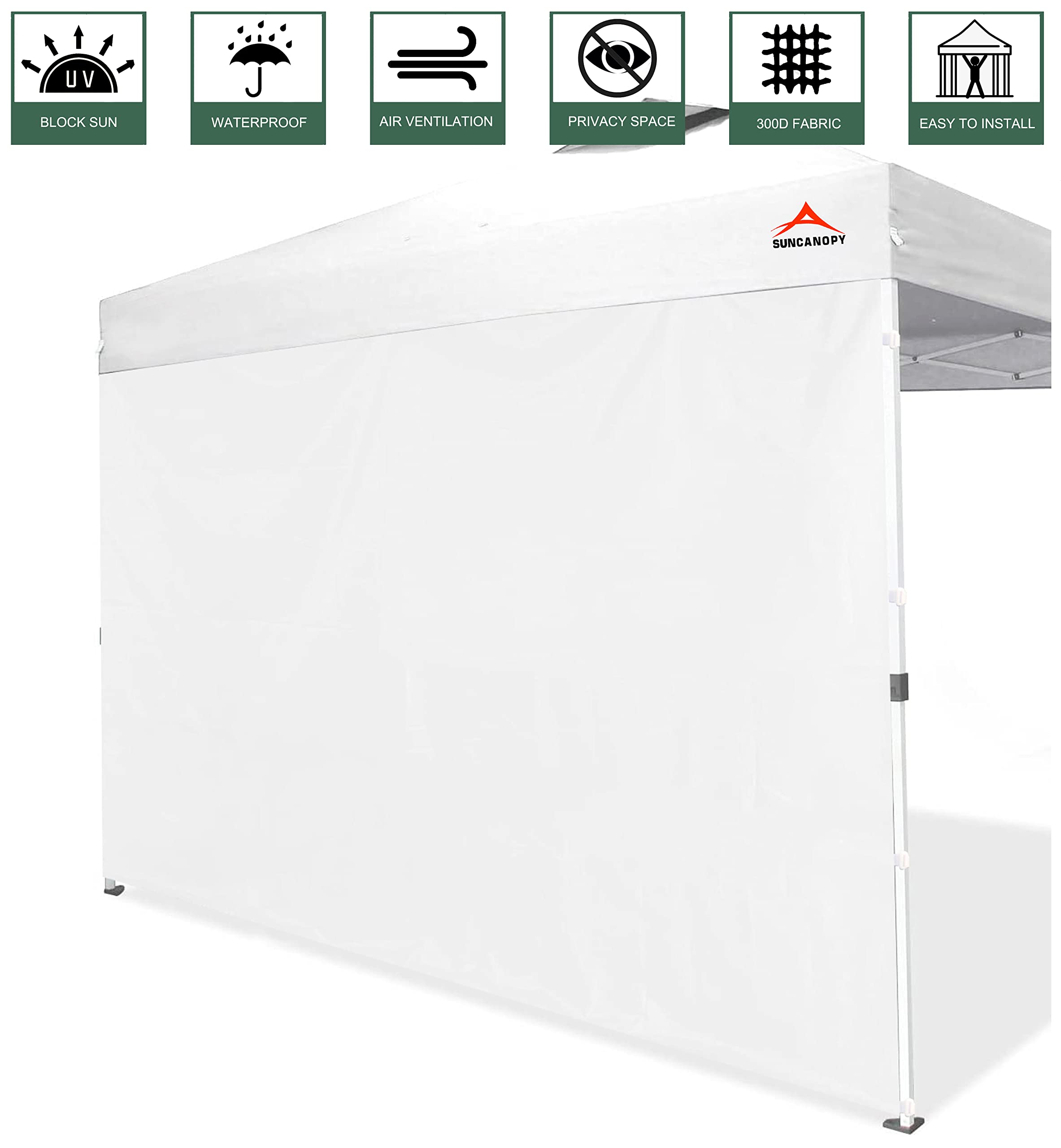 EMSCANOPY SunWall for 12x12 Canopy Frame, 3 Pack Sidewall Only, (White)