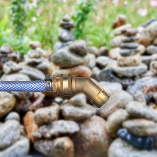 Jeeker 45 Degree Garden Hose Elbow, Eliminates Stress and Strain On RV Water Intake Hose Fittings, 3/4" GHT and Solid Brass, 2 Pack