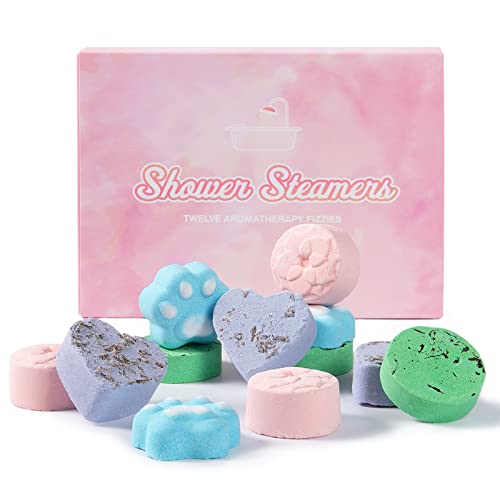 Aromatherapy Gifts for Women- 12Pcs Shower Steamer Aromatherapy Self Care Gifts for Women Christmas Gifts for Stress Relief Home SPA Gifts for Women- Stocking Stuffers for Adults (4 Scents)