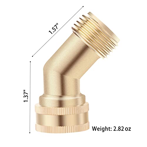 Jeeker 45 Degree Garden Hose Elbow, Eliminates Stress and Strain On RV Water Intake Hose Fittings, 3/4" GHT and Solid Brass, 2 Pack