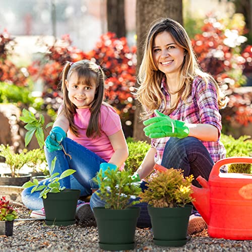 homenote Plant Pots,15 Pack 6 inch Flower Pots with Multiple Drainage Holes and Saucers,Plastic Planters for All Home Garden Flowers Succulents(Green)