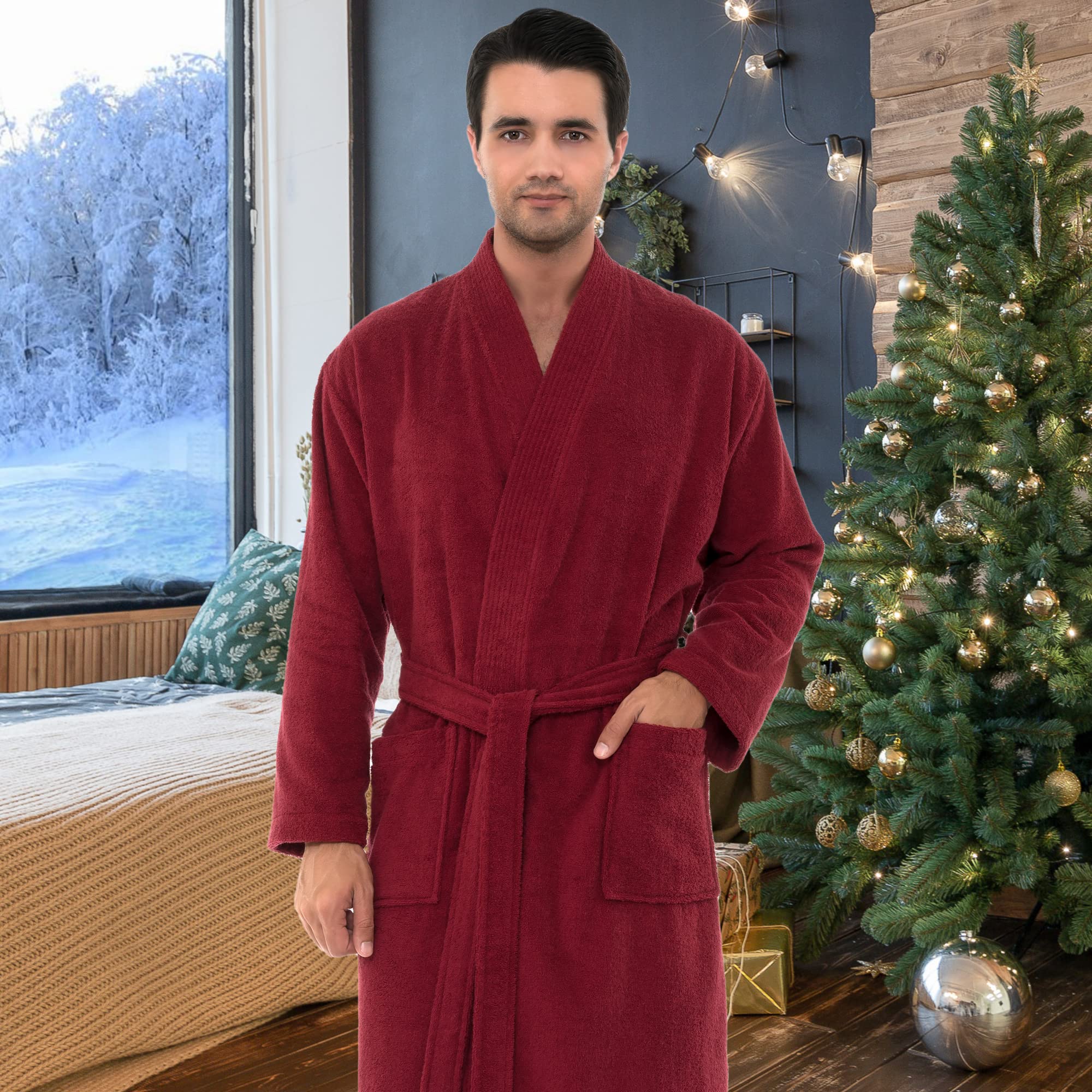 TowelSelections Turkish Terry Kimono Bathrobe - 100% Turkish Cotton, Terry Cloth Bath Robe for Women and Men, Made in Turkey (White, L/XL)