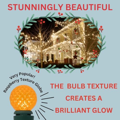 LED Christmas Tree Lights 60 Count, G12 Globe Indoor Outdoor String Lights, 20ft Green Wire Mini Ball, UL Certified (Red)