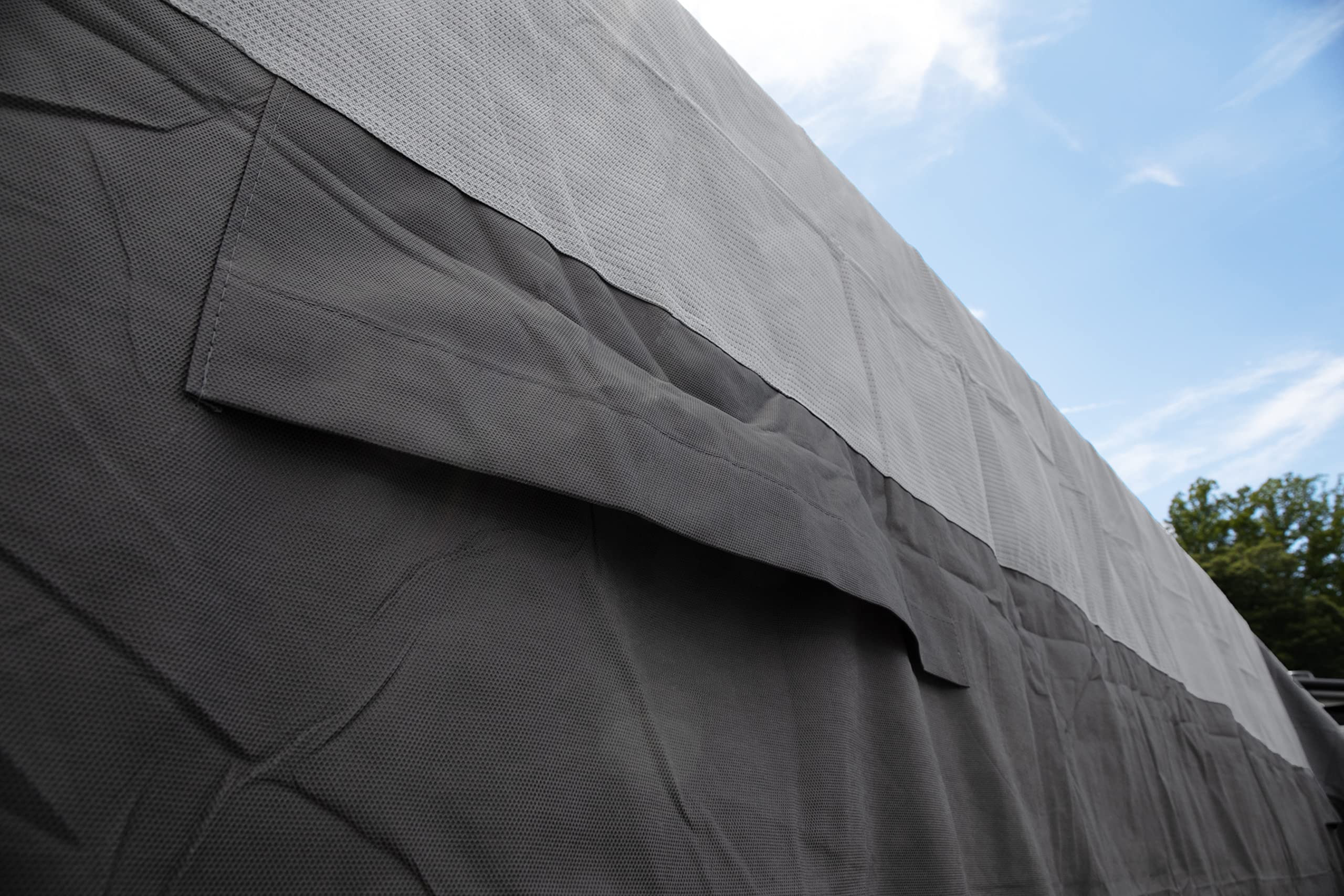 Camco ULTRAGuard 8-10-Ft Pop-Up Camper/RV Cover - Features Covered Air Vents & Cinching Straps - Crafted of Spunbond Polypropylene - Includes Storage Bag for RV Storage and Organization (45761)